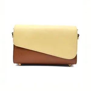 RISEMBERG Calla Bag In Leather With Flap - Yellow/brown