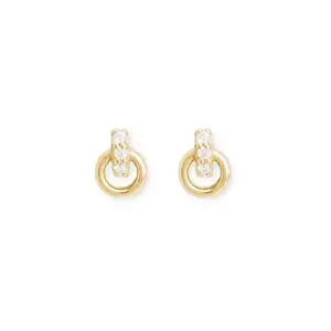 INARI JEWELLERY Vermeil Halo Flatback Earrings With White Topaz - Gold