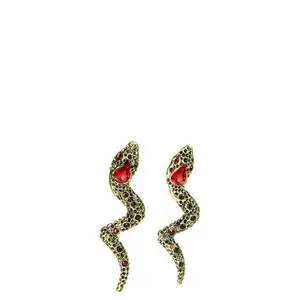 ADDICTED2 Moire Serpent Earrings - Gold/red