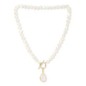 PEARLS OF THE ORIENT ONLINE Cultured Freshwater Pearl And Rose Quartz Drop Necklace - White/pink