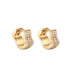 NAZZAR Pave Wave Huggie Earrings - Gold