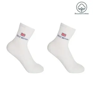PEPER HAROW - MADE IN ENGLAND Olympics Recycled Sport Crew Socks Two-pair Bundle - White