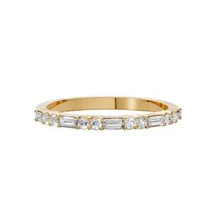 AYA FINE JEWELRY 0.27 Ct Lab Diamond Eternity Band With Round & Baguette Cuts In 18k Gold - Yellow
