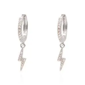 LUNA CHARLES Bridget Lightning Huggie Hoop Earrings - Silver