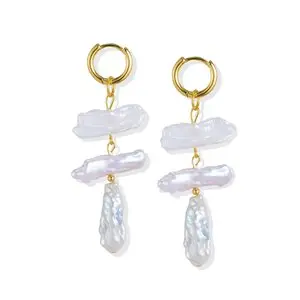 LAIT & LUNE Tocatta Pearl Huggie Earrings - Gold