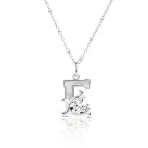 KASUN LONDON Solid E Initial Necklace With Mother Of Pearl - Silver