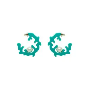 GISSA BICALHO Coral And Pearl Hoop Earrings - Green