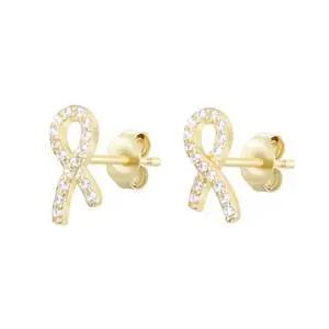 KAMARIA Cancer Ribbon Stud Earrings - Gold