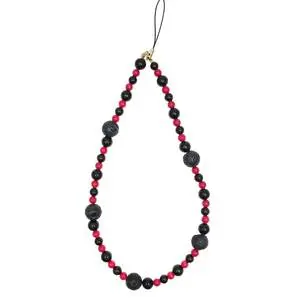 FARRA Red / Black Red Bamboo Coral With Lava Stone Phone Strap - Red/black