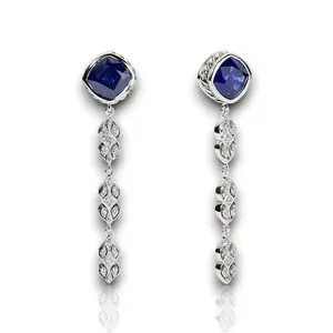 DANEILA LÉON Sterling Silver Sapphire And Diamond Chandelier Earrings - Blue/silver