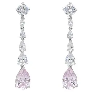 LATELITA Sterling Silver Morganite And Simulated Diamond Drop Earrings - Pink/silver/white