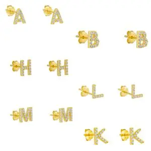 SPERO LONDON Stud Initial Earrings - Gold