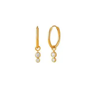 LILY FLO JEWELLERY Halo Double Bezel Diamond Hoop Earrings - Gold