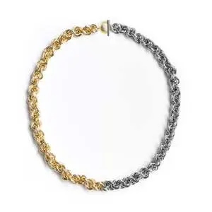 ADRIANA PAPPAS DESIGNS Mixed Metal Chain Choker - Gray/yellow