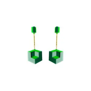 GISSA BICALHO Acrylic Double Cube Earrings - Green
