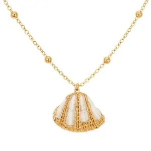 MY LITTLE NATURE Natural Seashell Necklace With Gold Plated Chain - White