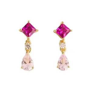 JUVETTI  Ori Gold Vermeil Earrings With Pink Sapphire And Diamond - Gold/pink