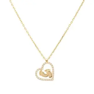 LATELITA Heart Mum Pendant Necklace - White/gold