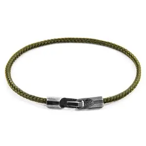 ANCHOR & CREW Talbot Silver & Rope Bracelet - Silver/green