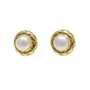 FARRA Freshwater Pearl Stud Earrings - White