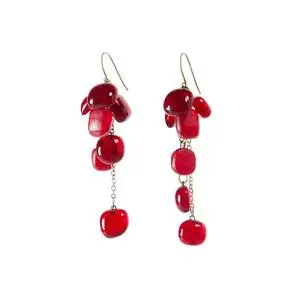 LAURA DAILI Ruby Light Glass Cluster Dangle Earrings - Red/silver