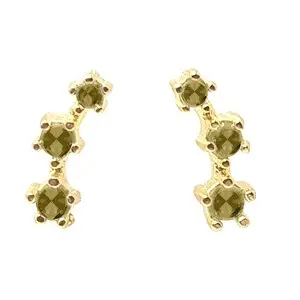HARFI Peridot Climber Stud Earrings - Green/gold