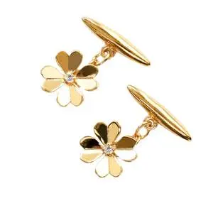LEE RENEE Lucky Clover Diamond Cufflinks - Gold