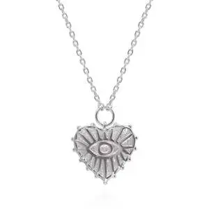 LUNA CHARLES Ines Heart Eye Pendant Necklace - Silver