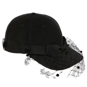 MISA HARADA MILLINERY Gigi Veiled Baseball Cap - Black