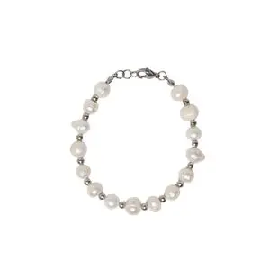 URBANE JEWELRY STUDIO Rebel Pearl Bracelet - White/silver