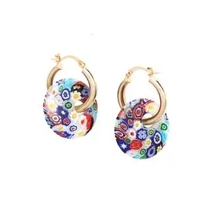 Lovard Glass Disk Hoop Earrings - Gold