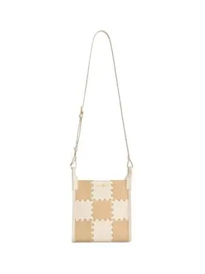 ORANGE CUBE Mosaic Spliced Small Tote Bag - White