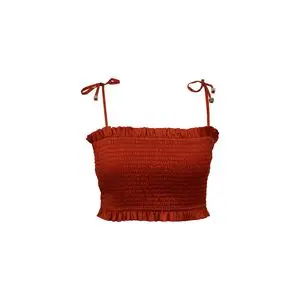 SHINARAA Sleeveless Elastic Cropped Tube Top - Red