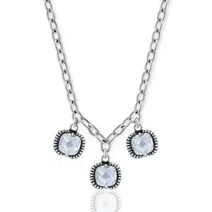 UNALOE Sterling Silver Crystal Pendant Necklace - Blue