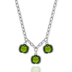 UNALOE Sterling Silver Crystal Pendant Necklace - Green