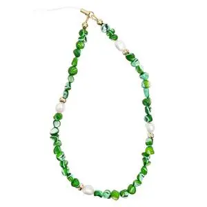 FARRA Freshwater Pearl And Shell Phone Strap - Green