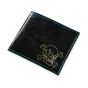 VIDA VIDA Skull Leather Card Wallet Blue - Black
