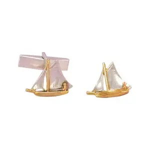 SIMON KEMP JEWELLERS Sailboat Cufflinks Eighteen Carat Gold On Sterling - Silver