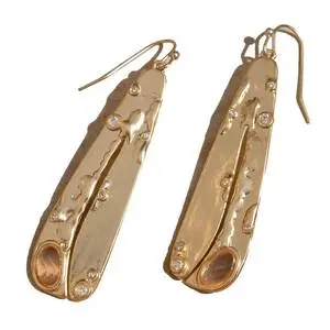 RARE MATTERS JEWELRY Sculptural Petal Dangle Earrings - Orange