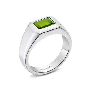 RAHUL PATEL COLLECTION Silver Signet Ring With Peridot - Silver/green