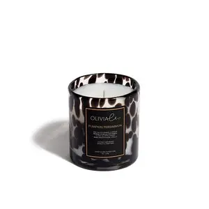 OLIVIA LE Pumpkin Persimmon Leopard Candle Small - Black