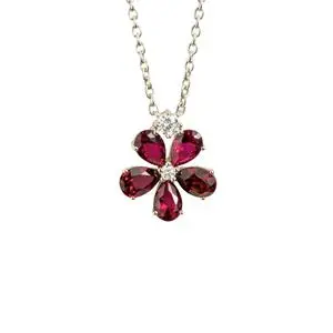 JUVETTI  Florea White Gold Vermeil Necklace With Ruby And Diamond White/red