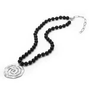 EVA REMENYI Origin Onyx Necklace - Silver