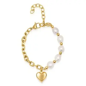 NIALAYA JEWELRY Baroque Love Bracelet - White/gold