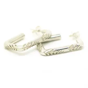 ETTA BURTON JEWELLERY Tropical Square Hoop Earrings - Silver