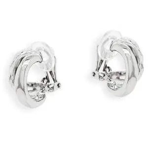 Grossé Platinum Plated Clip On Hoop Earrings - Silver