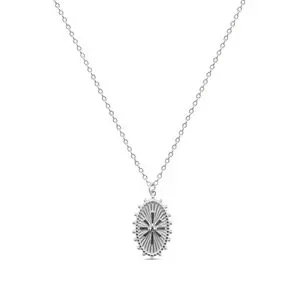 CLEMENCE WREN Oval Star Pendant Necklace - Silver