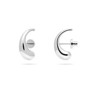 MEULIEN Abstract Curved Waterdrop Earrings In 18k Vermeil - Silver