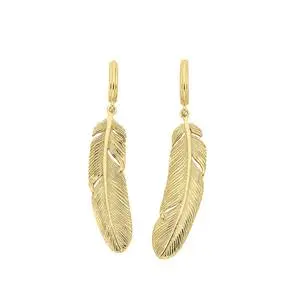 ZOË & MORGAN Eagle Feather Hoop Earrings - Gold