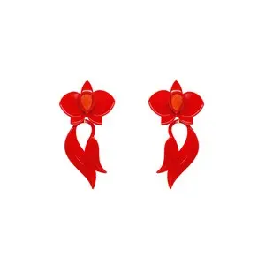 GISSA BICALHO Deco Orchid Acrylic Dangle Earrings - Red